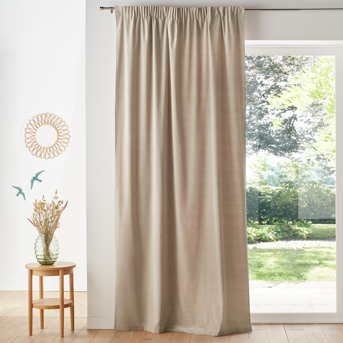 Rideau velours galon fronceur, Velvet - Beige - 260 x 135 cm | Leroy Merlin