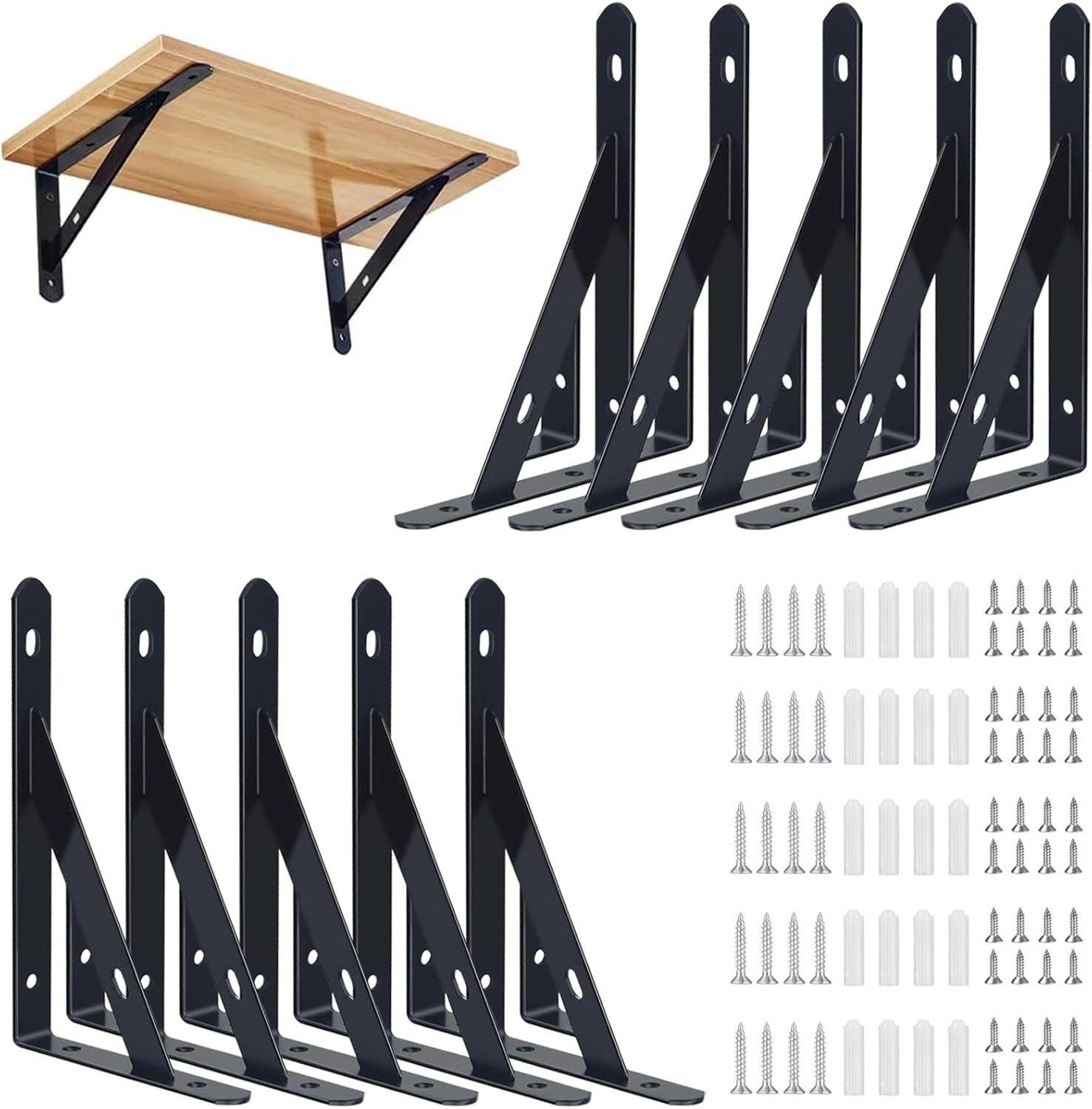 Lot de 10 supports muraux pour étagères, 95 x 150 mm, support flottant ...