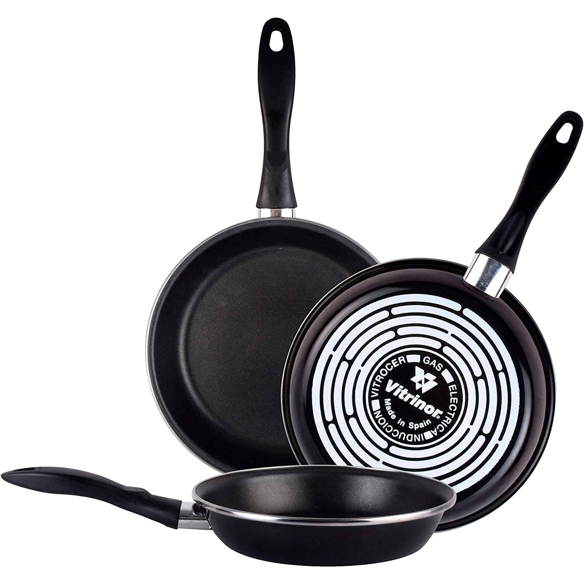 Juego de Sartenes 20-24-28cm, Inducción, Antiadherente Bicapa libre de PFOA, Acero Vitrificado ...