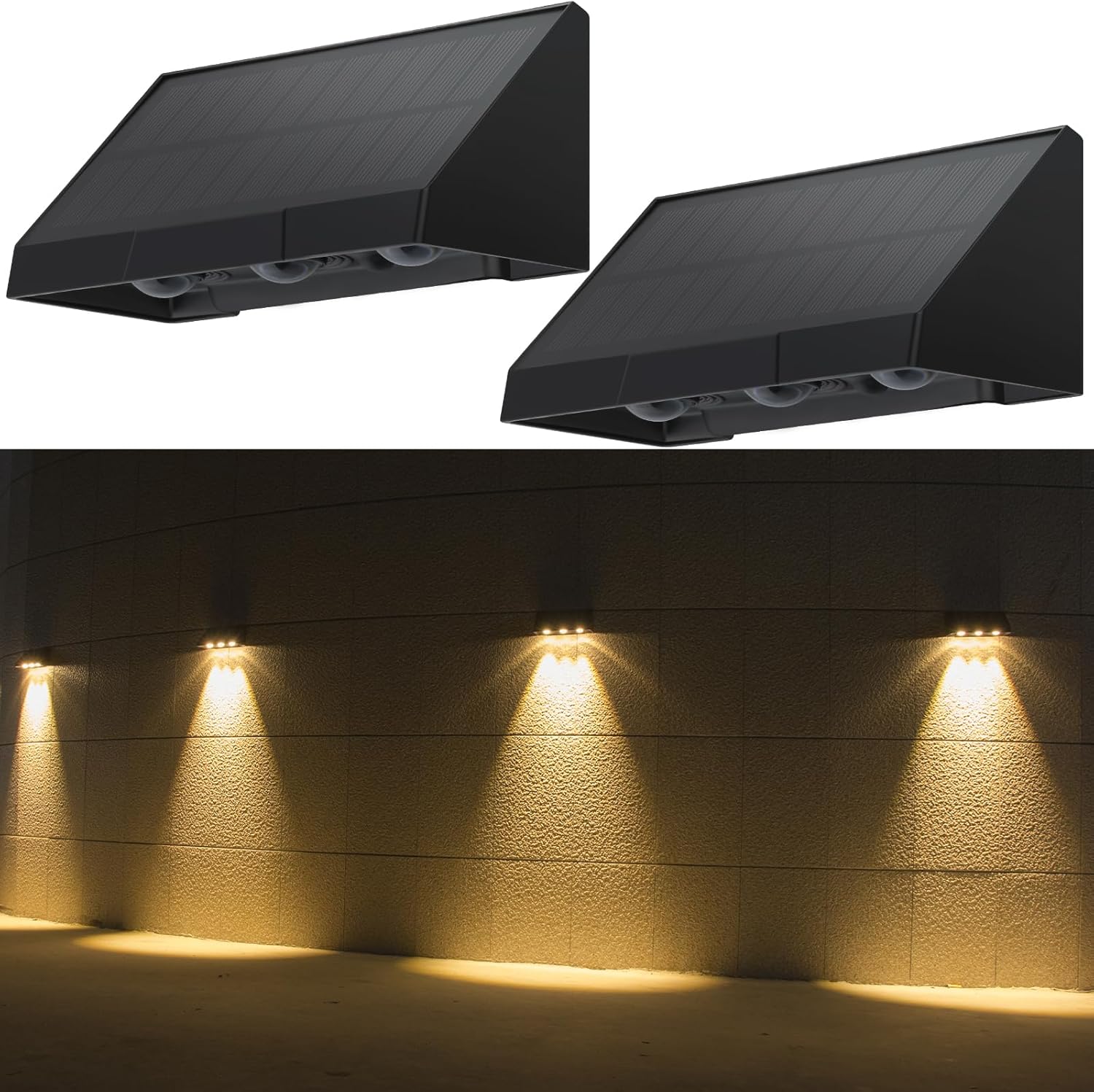 ZMH Lot de 2 Appliques Solaires Extérieures - LED 3000K Blanc Chaud ...