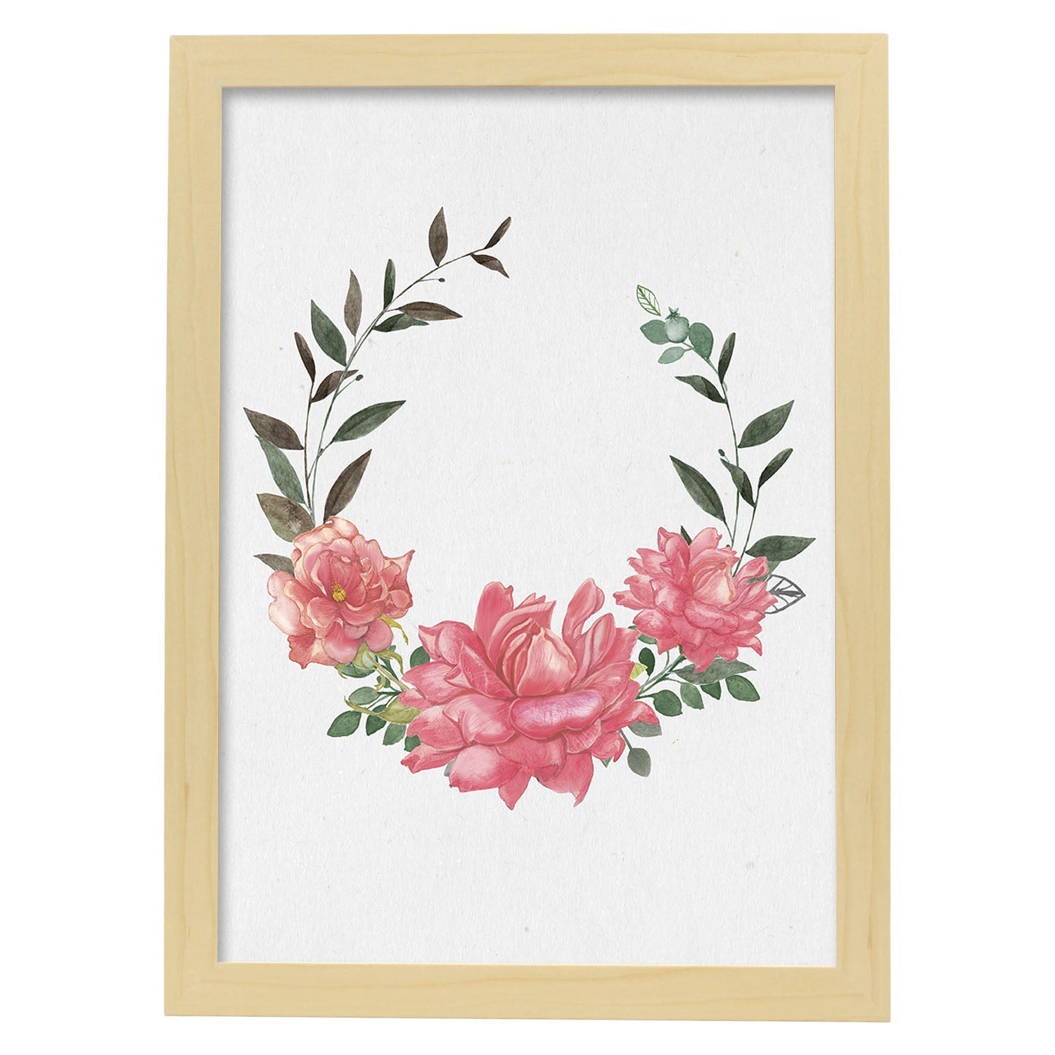 Poster De Coronas Florales. Lamina Corona Floral Rosas, Ilustrada Con ...