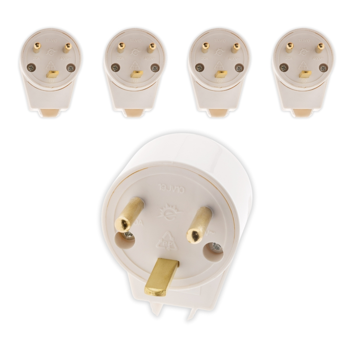 Lot de 5 - Fiche mâle 20A coudée 2 P+T Blanc - Zenitech | Bricoman Lot de 5 - Fiche mâle 20A coudée 2 P+T Blanc - Zenitech | Bricoman