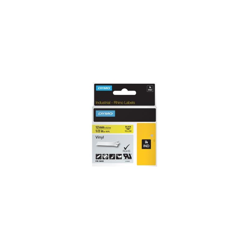 Dymo RhinoPRO Vinyl permanenter Klebstoff Black Yellow (18432) | Leroy ...