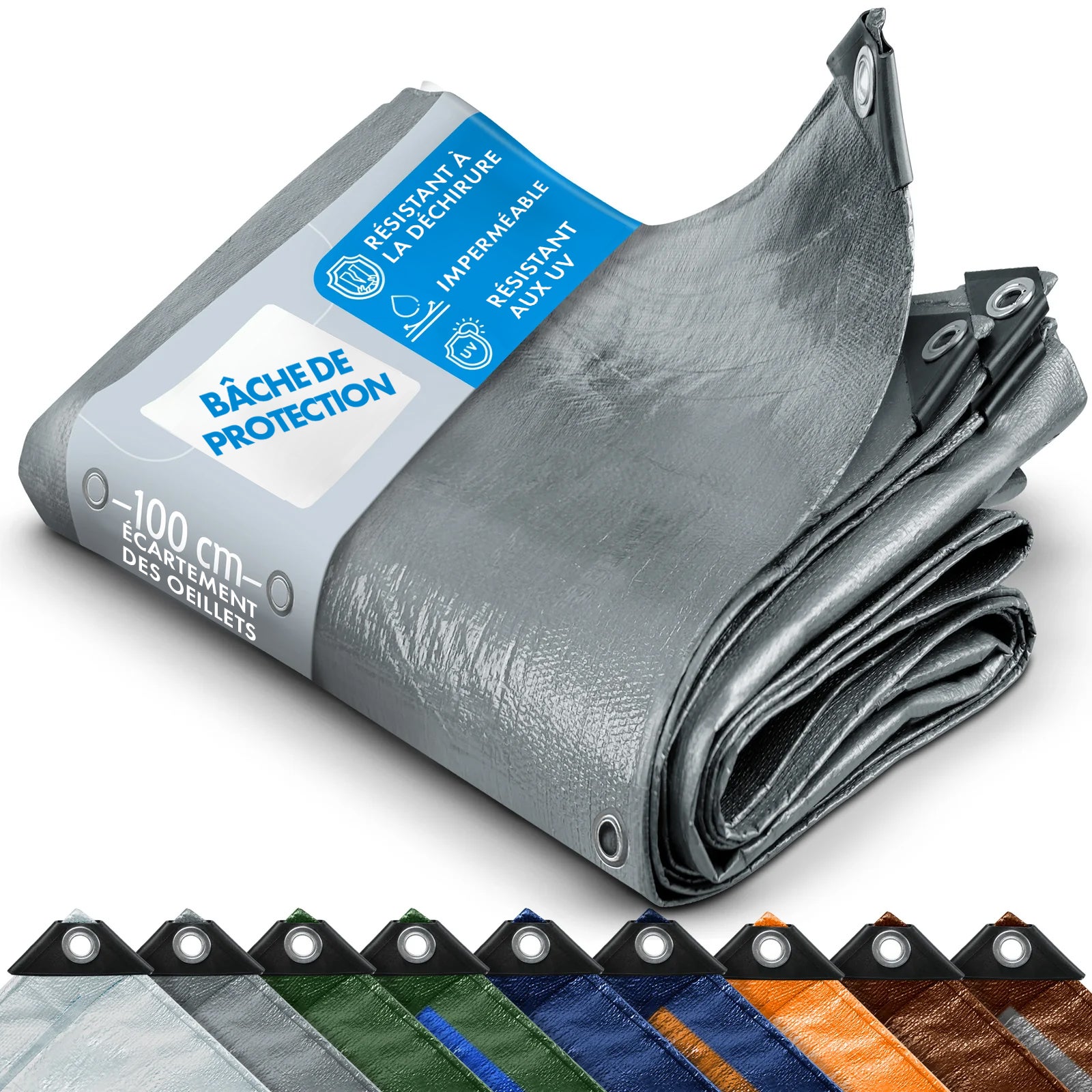 Bâche de protection imperméable 240 g/m² Argent 8 x 14 m | Leroy Merlin