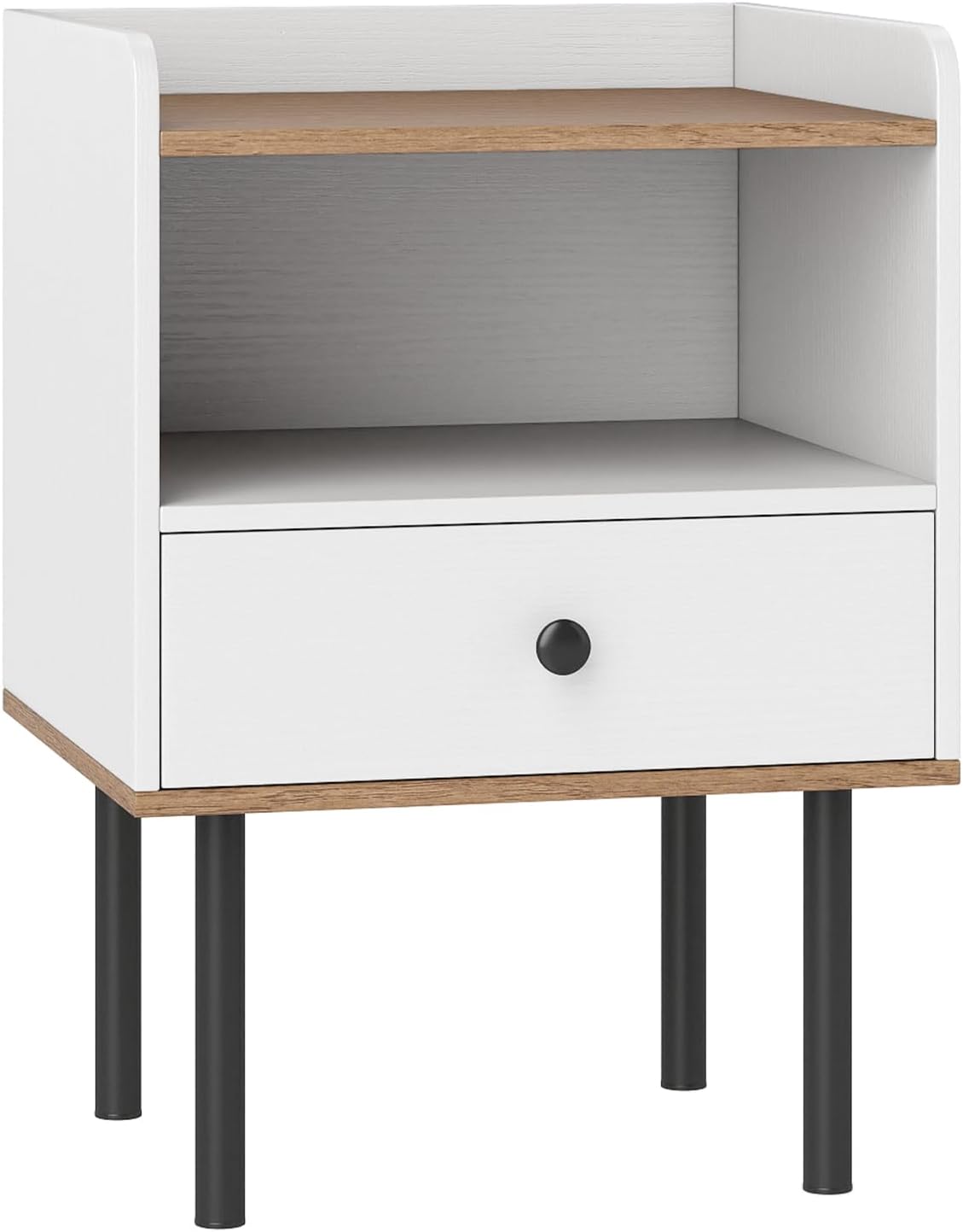 Lot de 1 tables de chevet avec compartiment ouvert et tiroir, style ...