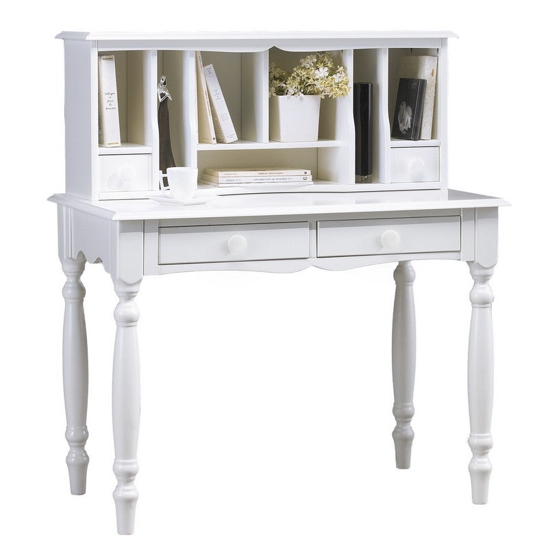 Meuble Secrétaire Blanc Style Anglais 4 Tiroirs 7 Niches L 100 H 114.3 ...