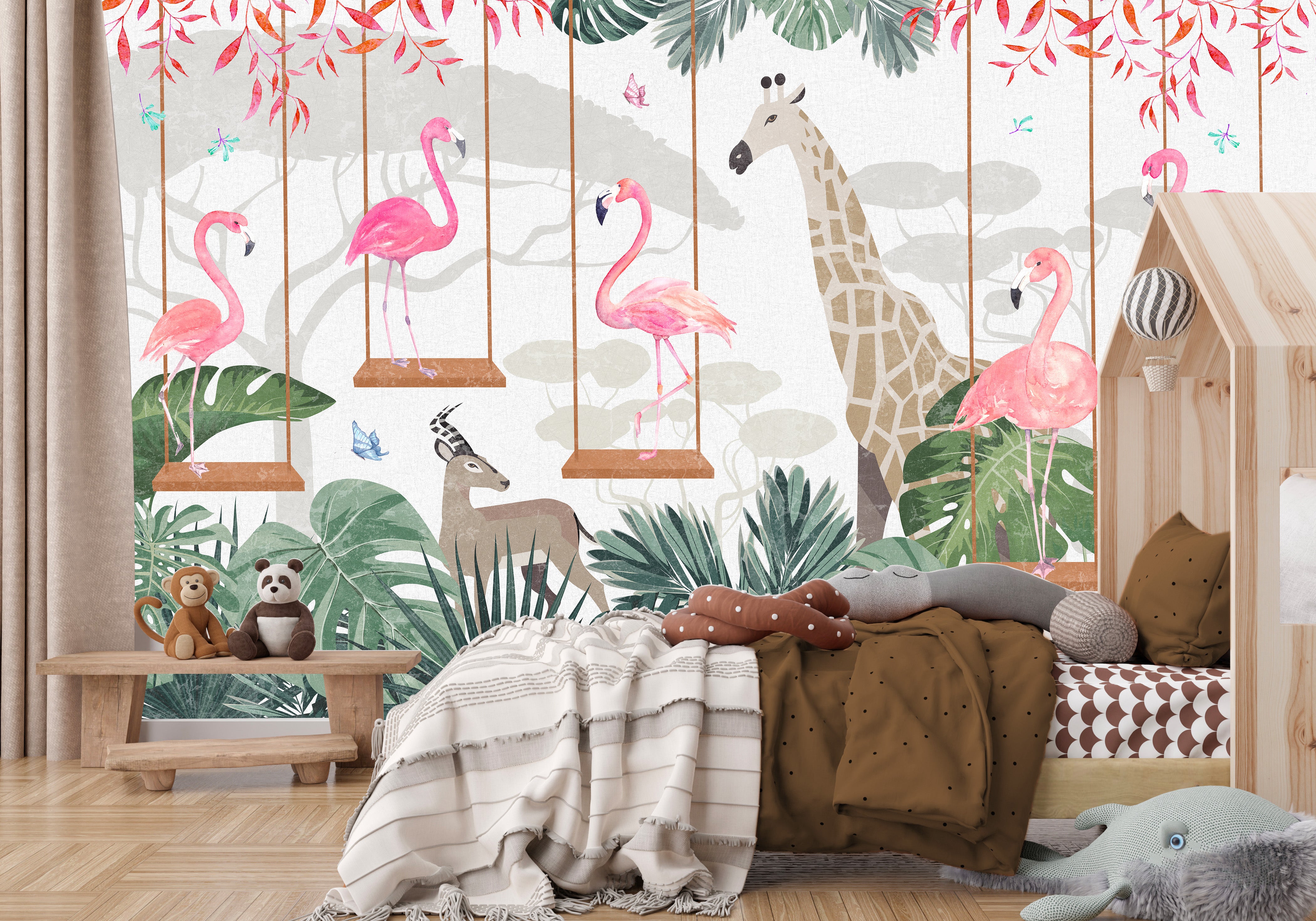 Papier peint enfant savana sweet flamingo L450cm x H260cm | Leroy Merlin