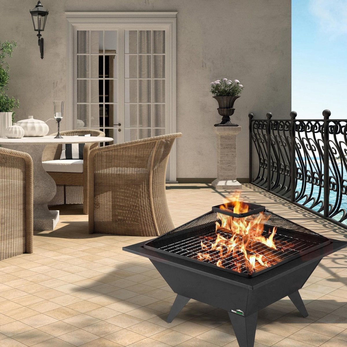 MaxxGarden Bol à Feu Ø50 cm - Brasero pour le Jardin - Brasero Carré d ...