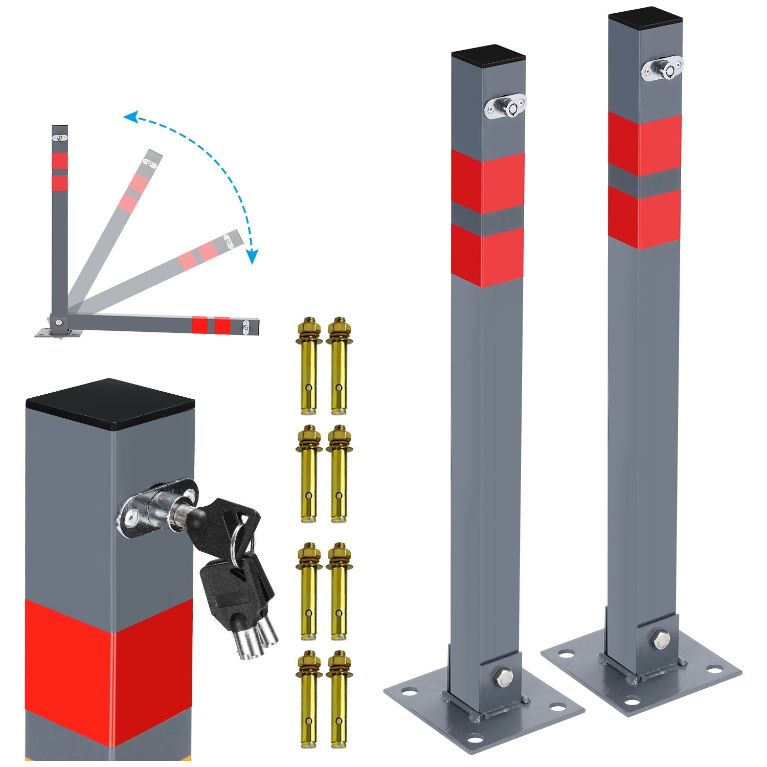 Barrière de parking,2x Set,Barrière de parking pliable universelle ...