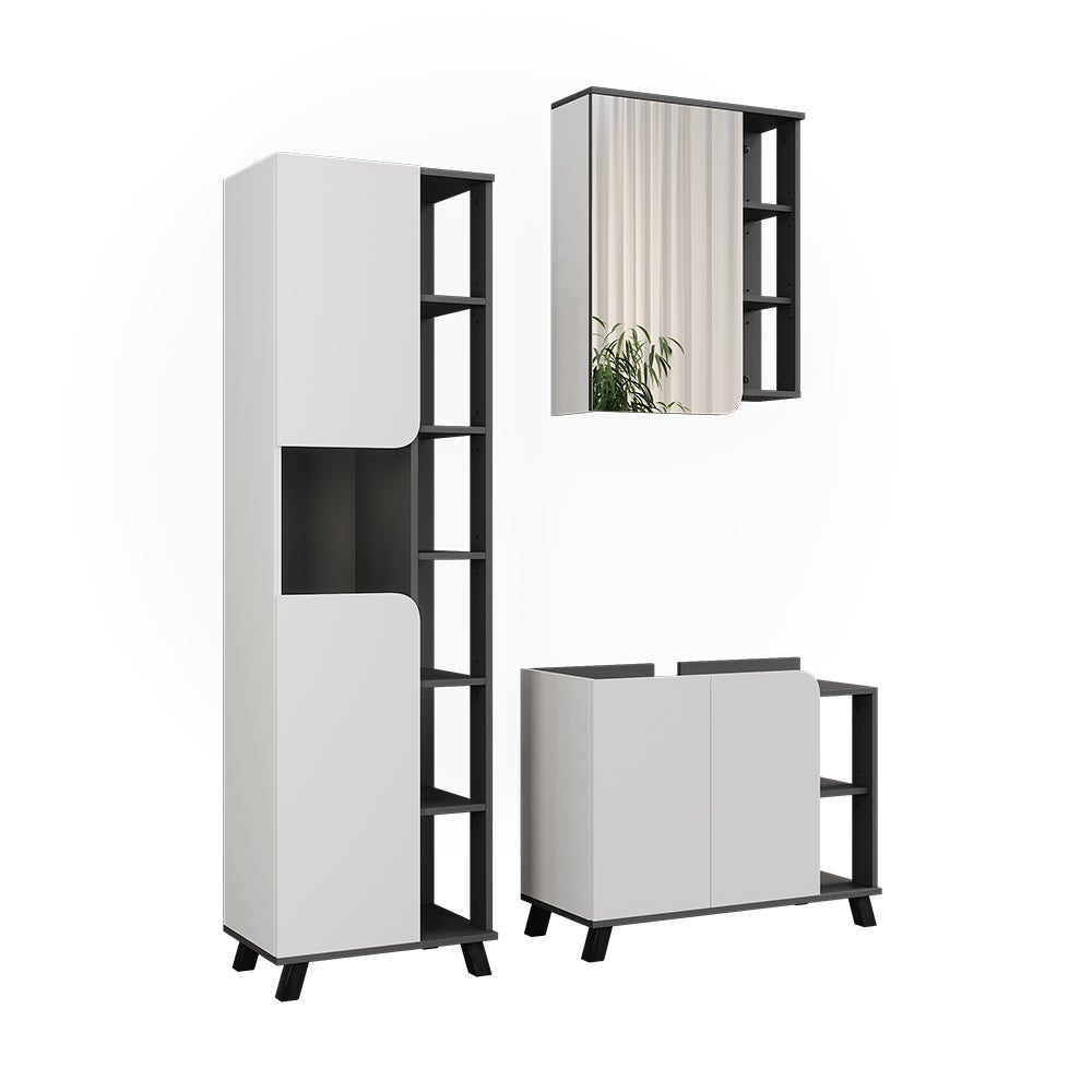 Vicco Set di mobili da bagno Karen, Antracite/bianco, 3 parti | Leroy ...
