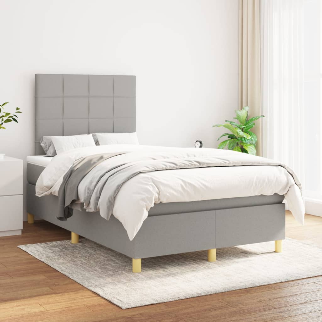 Lit à sommier tapissier avec matelas Gris clair 120x200cm Tissu | Leroy ...