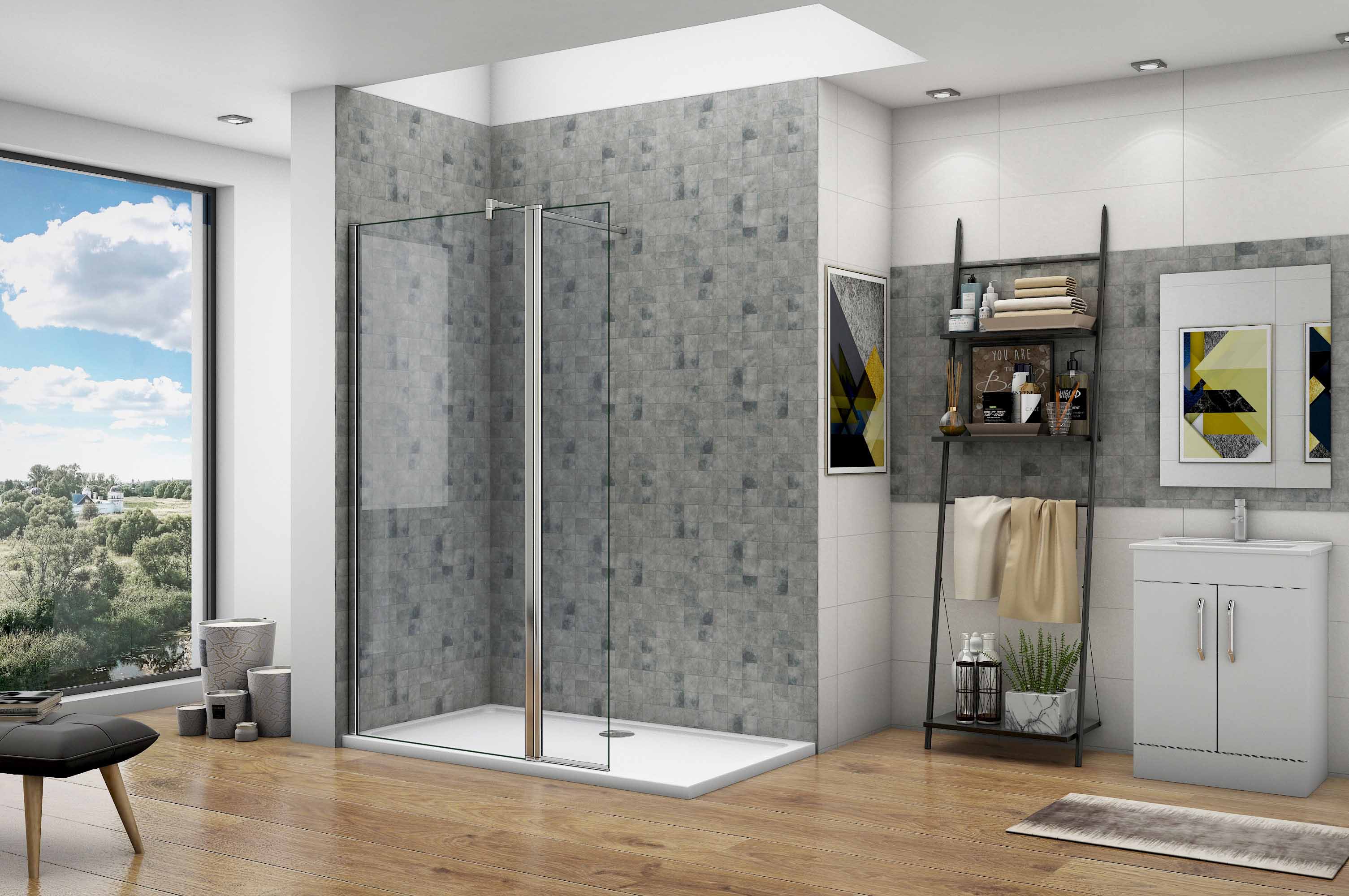 Océan paroi de douche pivotant 50x200cm+40x200cm avec barre standard ...