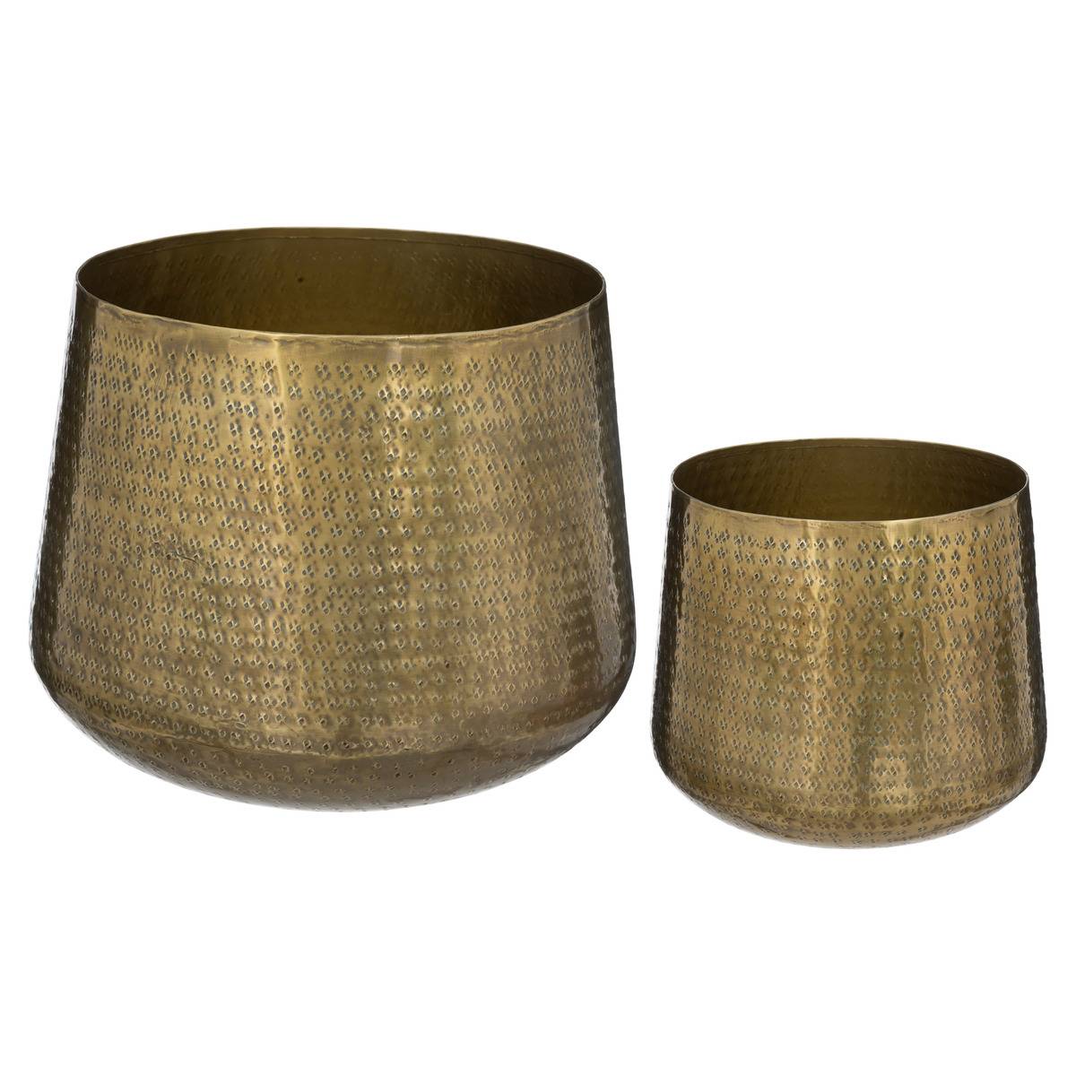 Set de 2 pots en métal D24/30cm doré - Atmosphera créateur d'intérieur ...