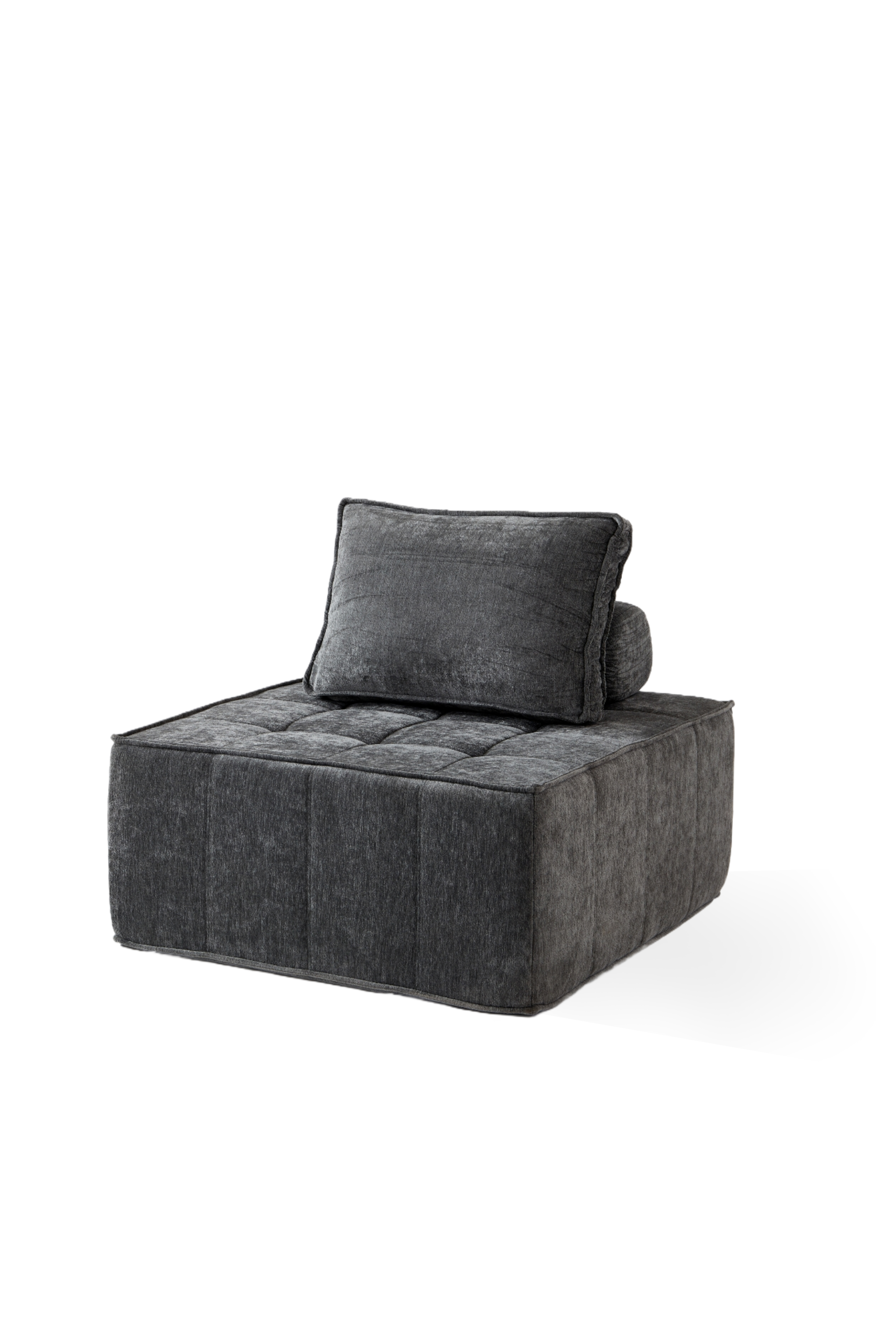 Sillón modular cuadrado gris: acolchado, sin brazos, de gran tamaño ...