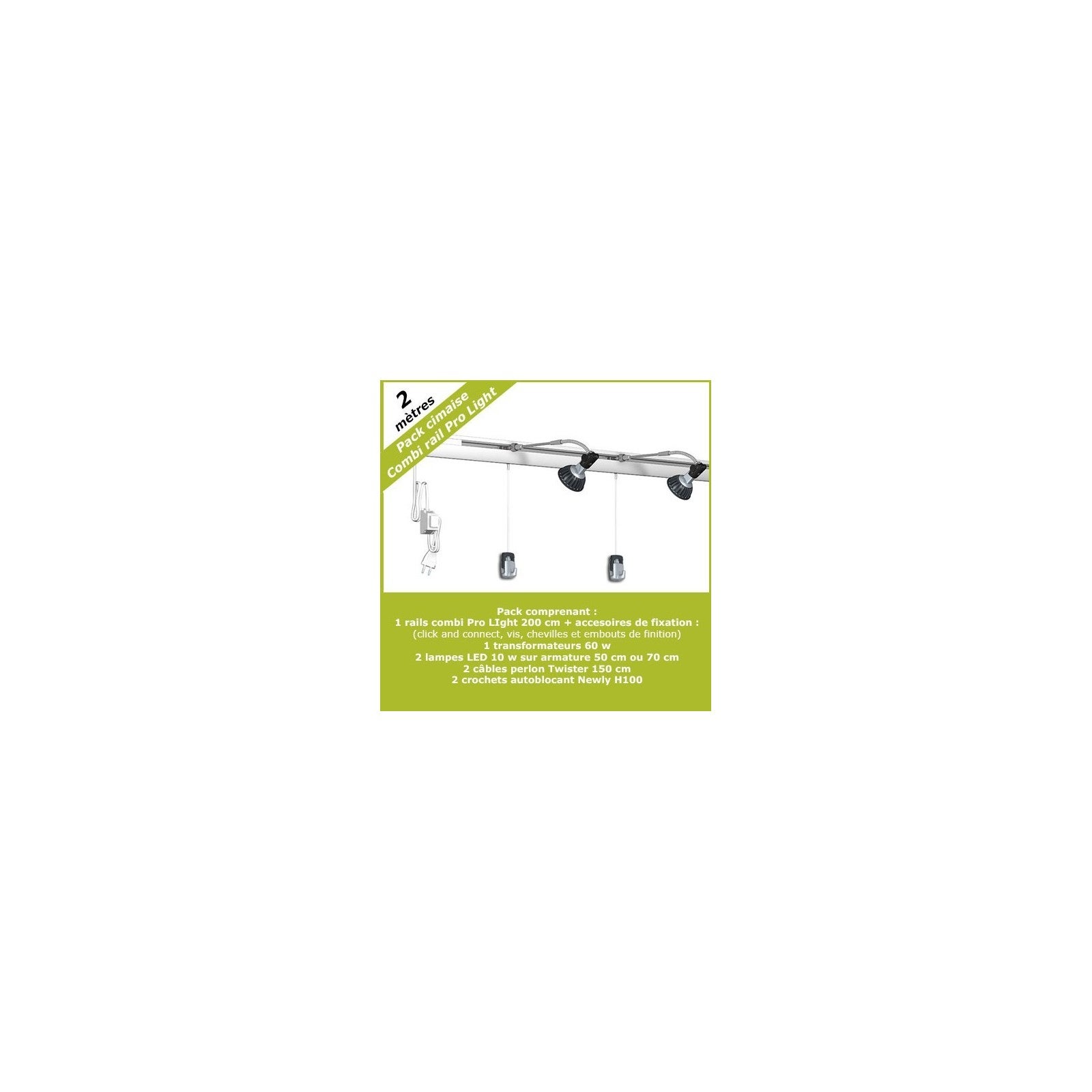 Pack complet 2 mètres cimaise murale Combi Pro Light avec armatures 50 ...