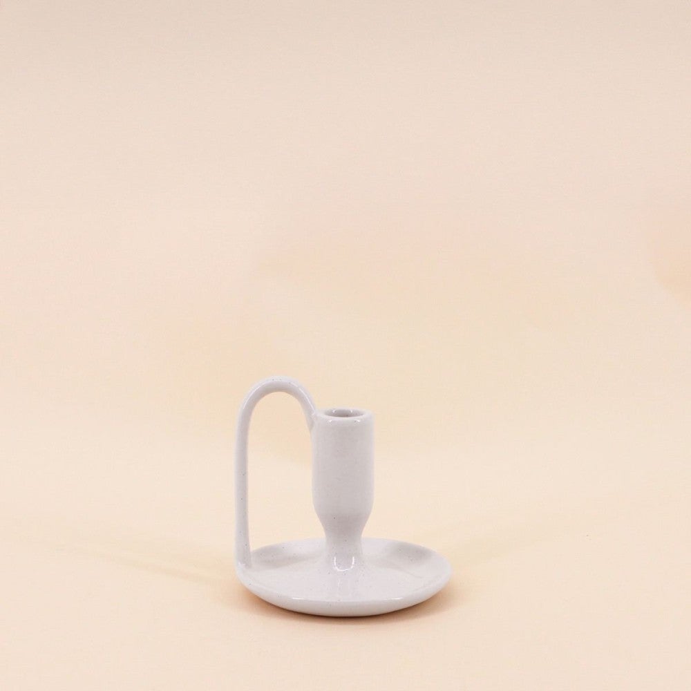 Candelero blanco de cerámica con asa 11cm | Leroy Merlin