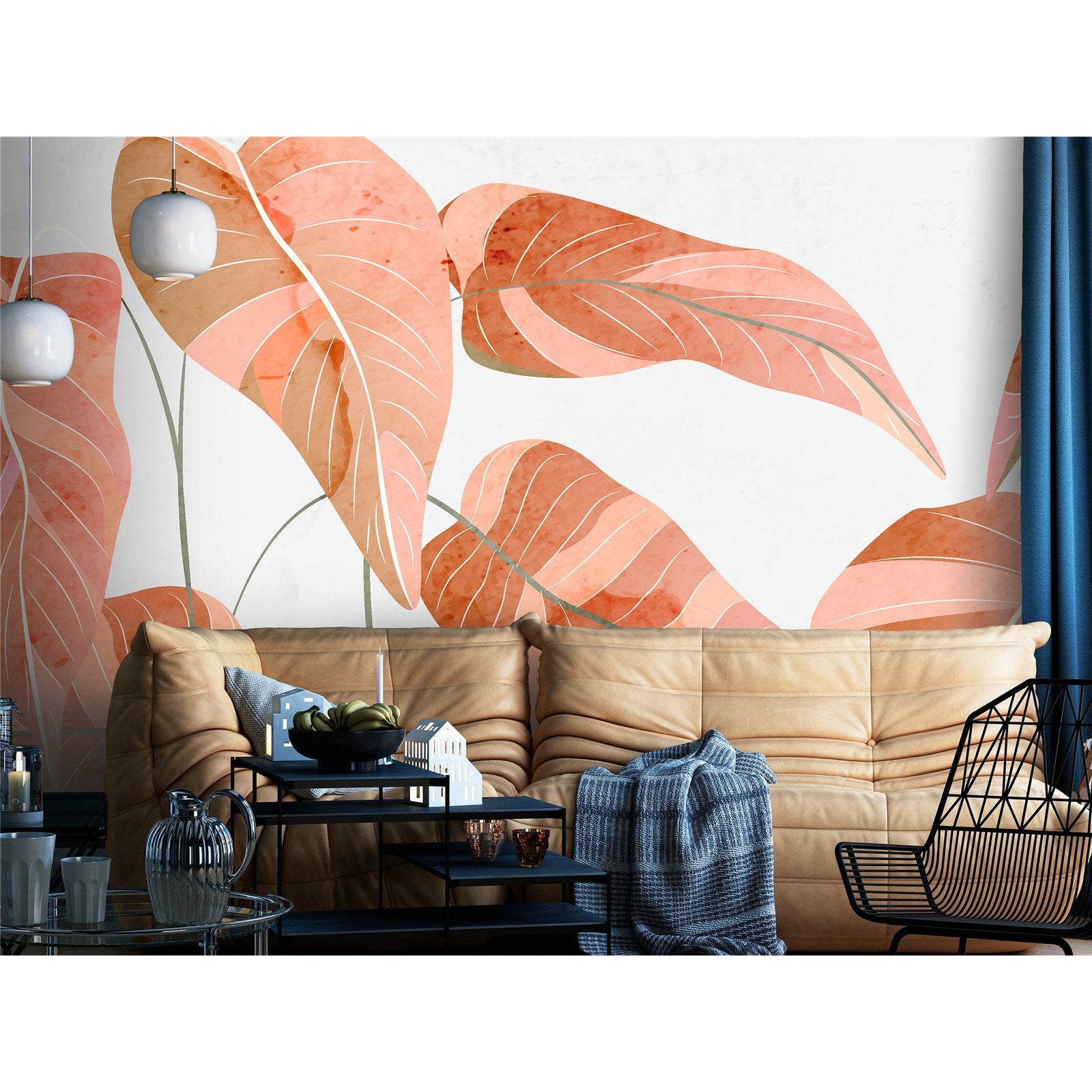 Papier Peint Botanique Élégant en Tons Roses Terreux - 400 x 280 cm ...