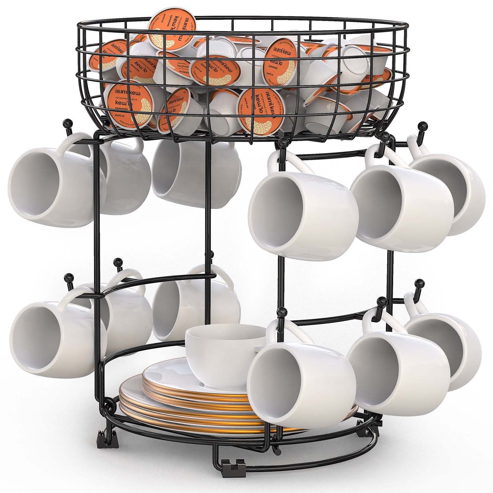 Porte-tasse sur pied en métal pour tasses à café et verres, accessoires ...