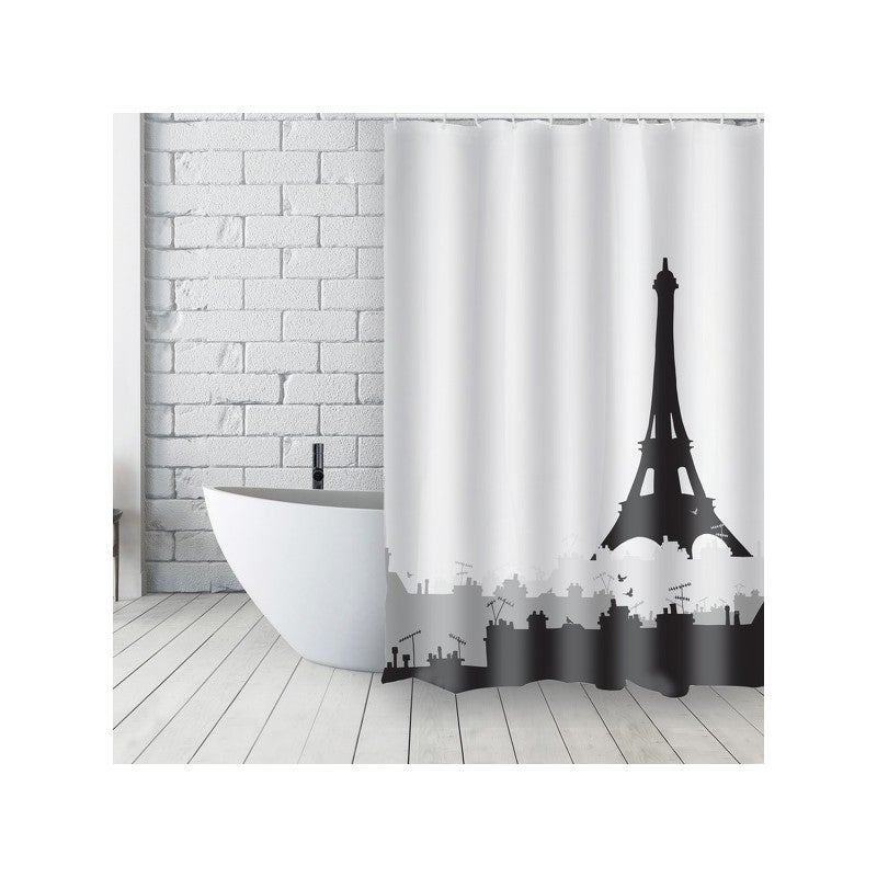 Cortina de ducha francesa Poliéster 180x200cm TOITS PARISIENS Blanco y ...