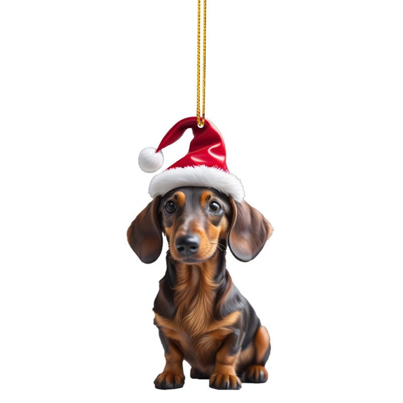 Décoration de Noël, pendentif chien teckel en acrylique 2D, mignon et ...