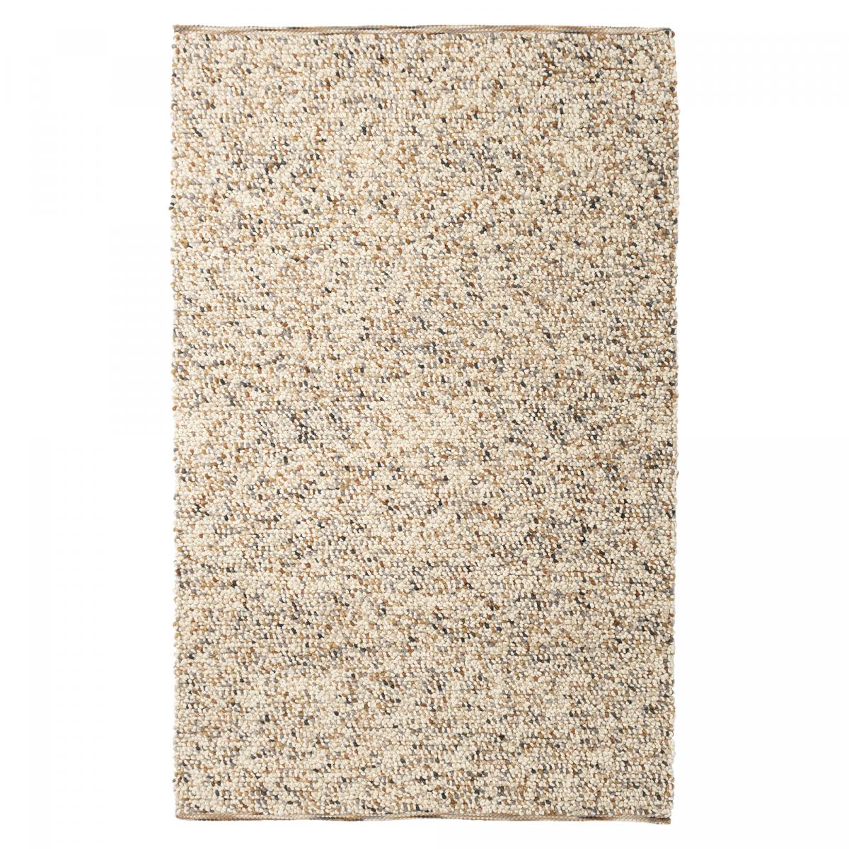 Tapis open space 200x300 fait main en laine crème et gris rectangle ...