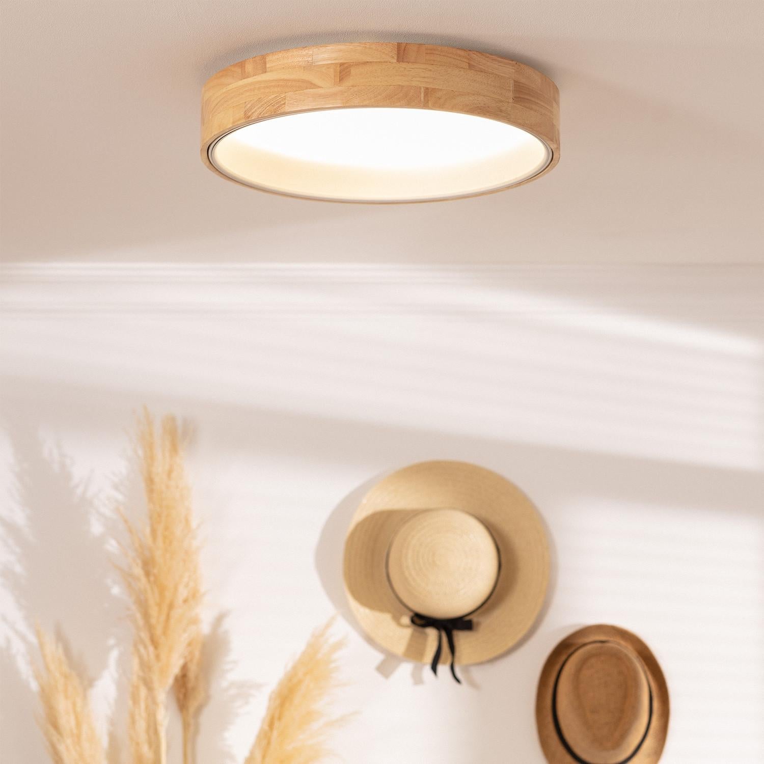 Ledkia Plafón LED 20W Circular Madera Ø470 mm CCT Seleccionable Dari ...