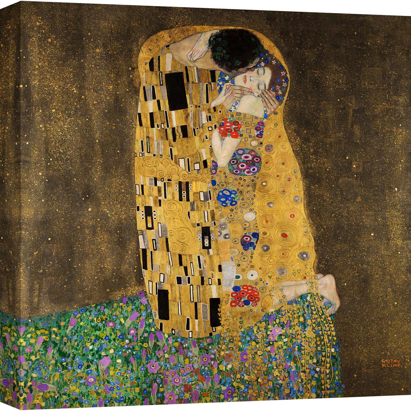 Tableau de Klimt - impression sur toile - Gustav Klimt - Le Baiser - 90X90 cm | Leroy Merlin