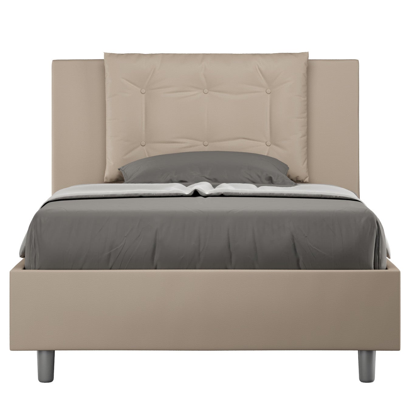 Lit avec sommier rembourrée 120x190 similicuir taupe Annalisa | Leroy ...