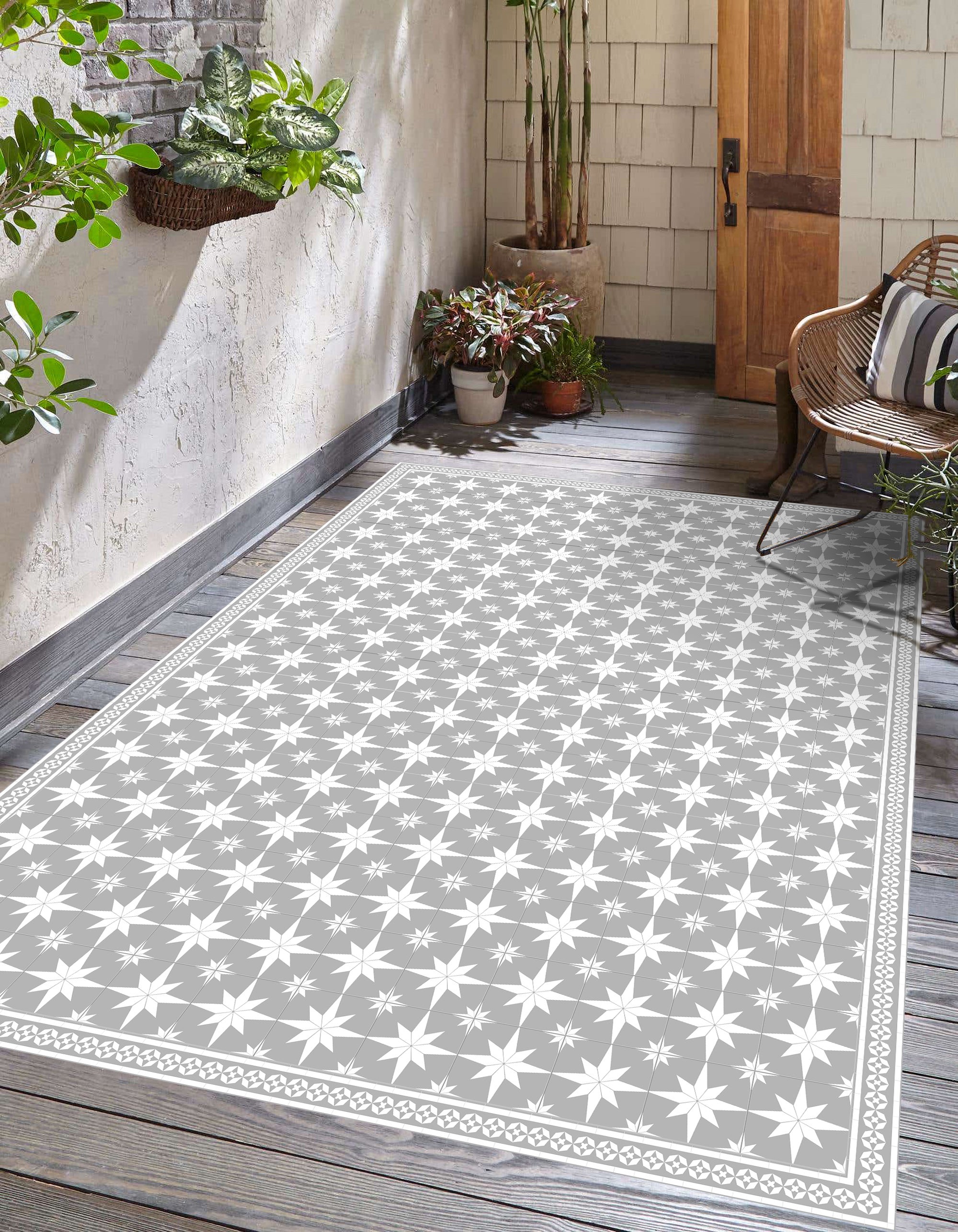 Tapis PVC intérieur/extérieur Etoiles gris clair 200x300 cm - PVC ...