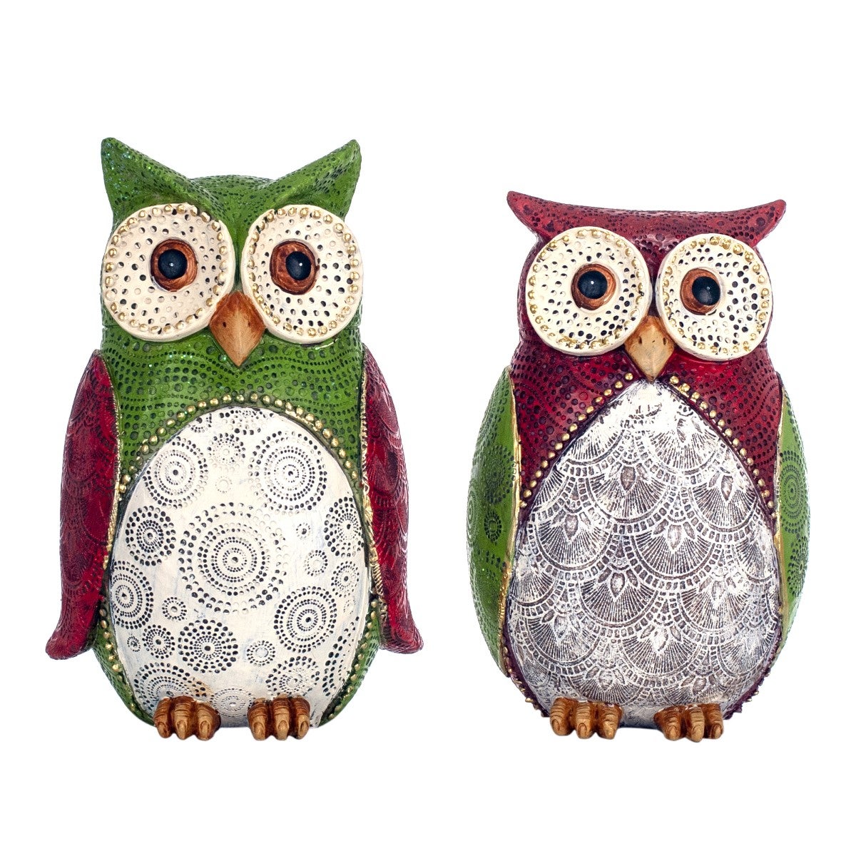 By SIGRIS Figura Búhos 2 Unidades MULTICOLOR de Resina 20*10*13cm ...