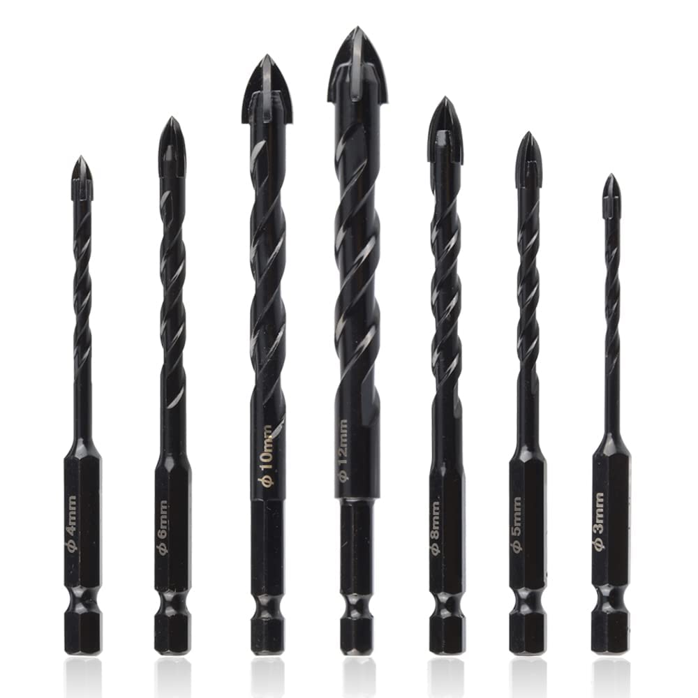 Kit de 7 Forets Hélicoïdaux en Carbure de Tungstène - Forets Maçonnerie ...