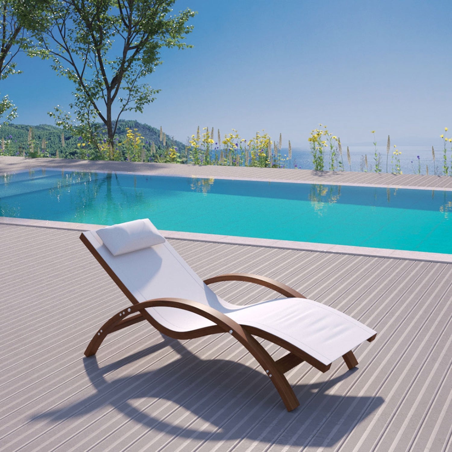 Transat en bois beige HAVANA | Leroy Merlin