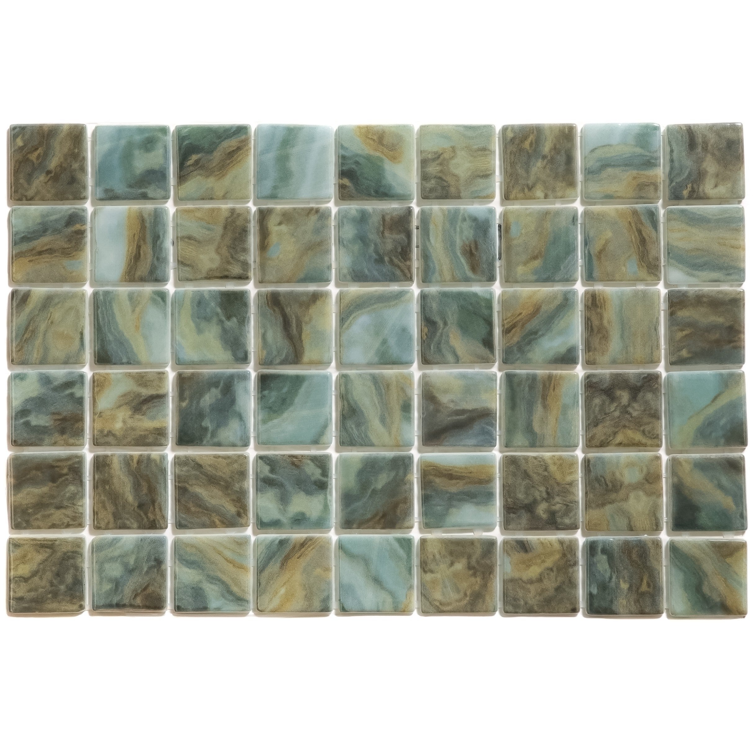 Mosaico de vidrio prensado sobre malla Modena Cannes Pool - 31.5cm x 47 ...