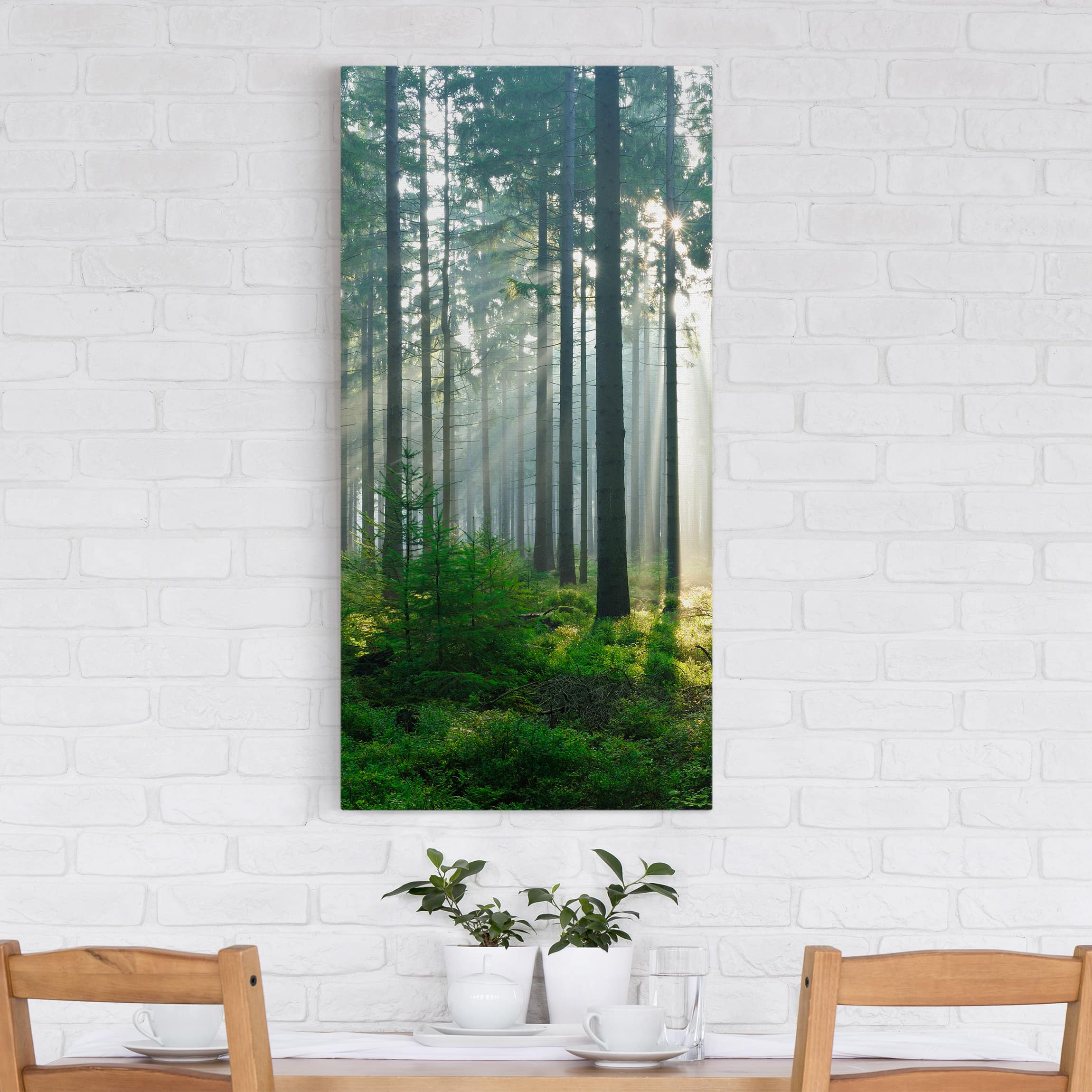 Impression sur toile tableau sur toile châssis vert paysage arbres ...