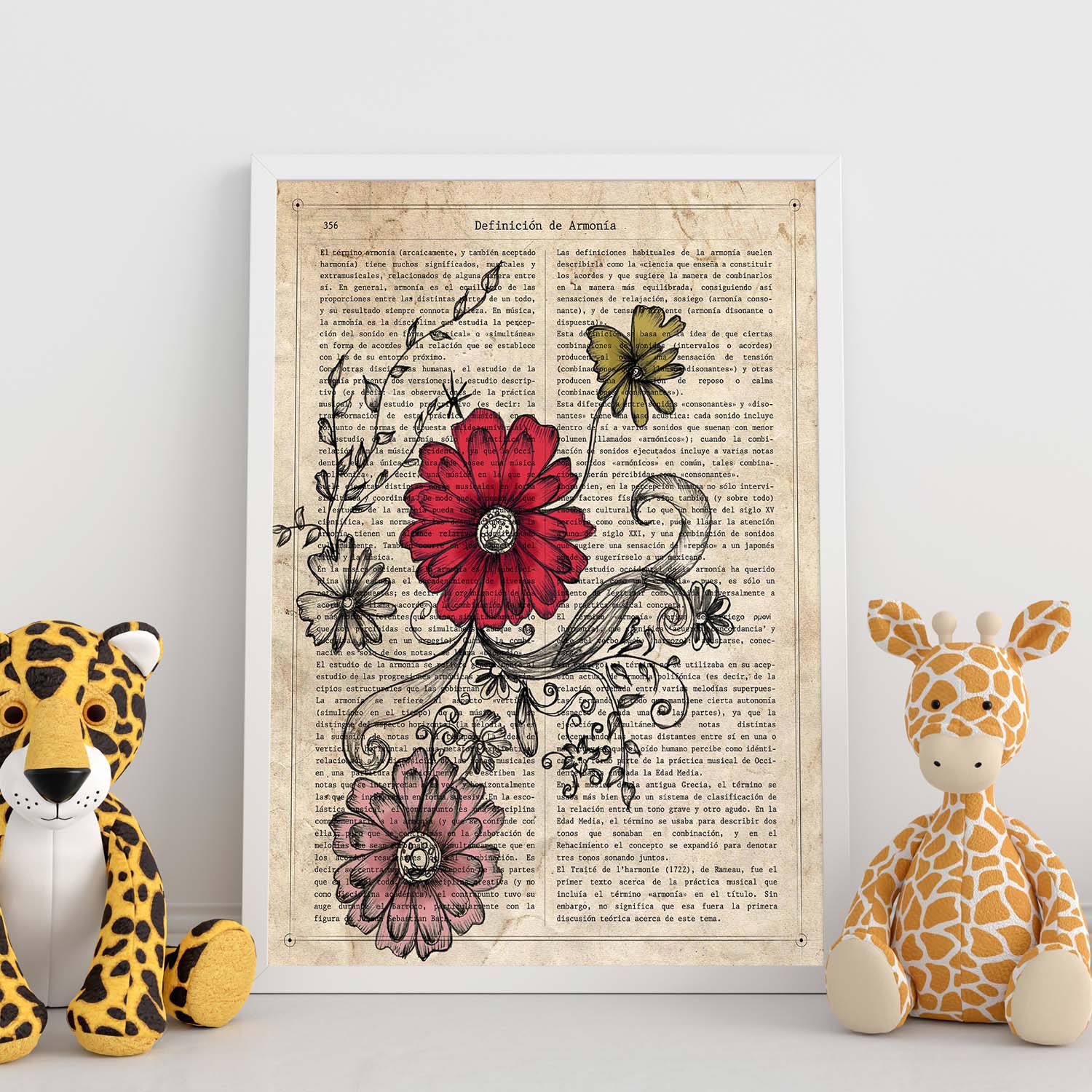 Affiche De Fleurs Rouges Et Roses. Florons Flores Avec Un Style Ancien ...