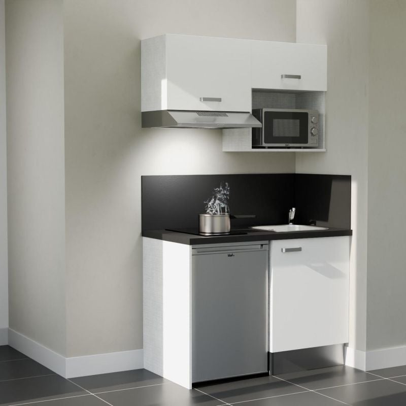 Kitchenette K02L-PT - 120 cm - plan stratifié, évier inox, - Façade ...