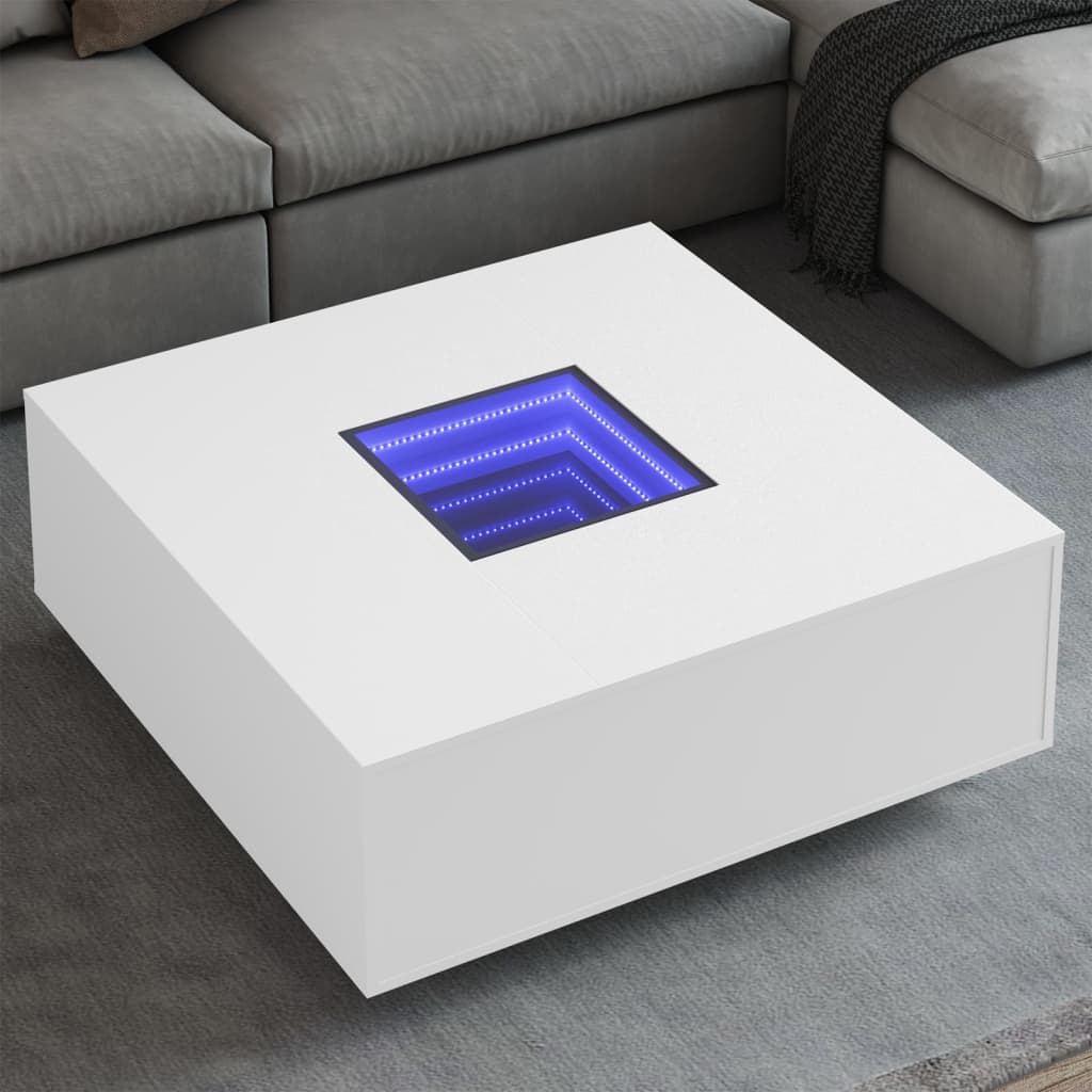Table basse | Table d'appoint | Table de salon avec LED infini blanc ...