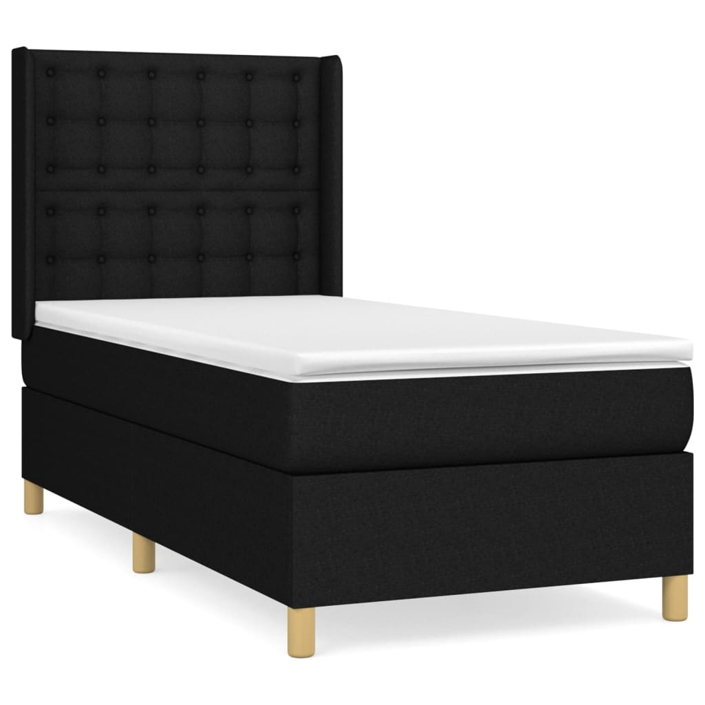 Cama box spring con colchón tela negro 100x200 cm | Leroy Merlin