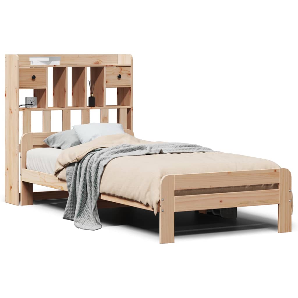 Lit simple | Lit adulte | Lit bibliothèque sans matelas 90x190 cm bois ...
