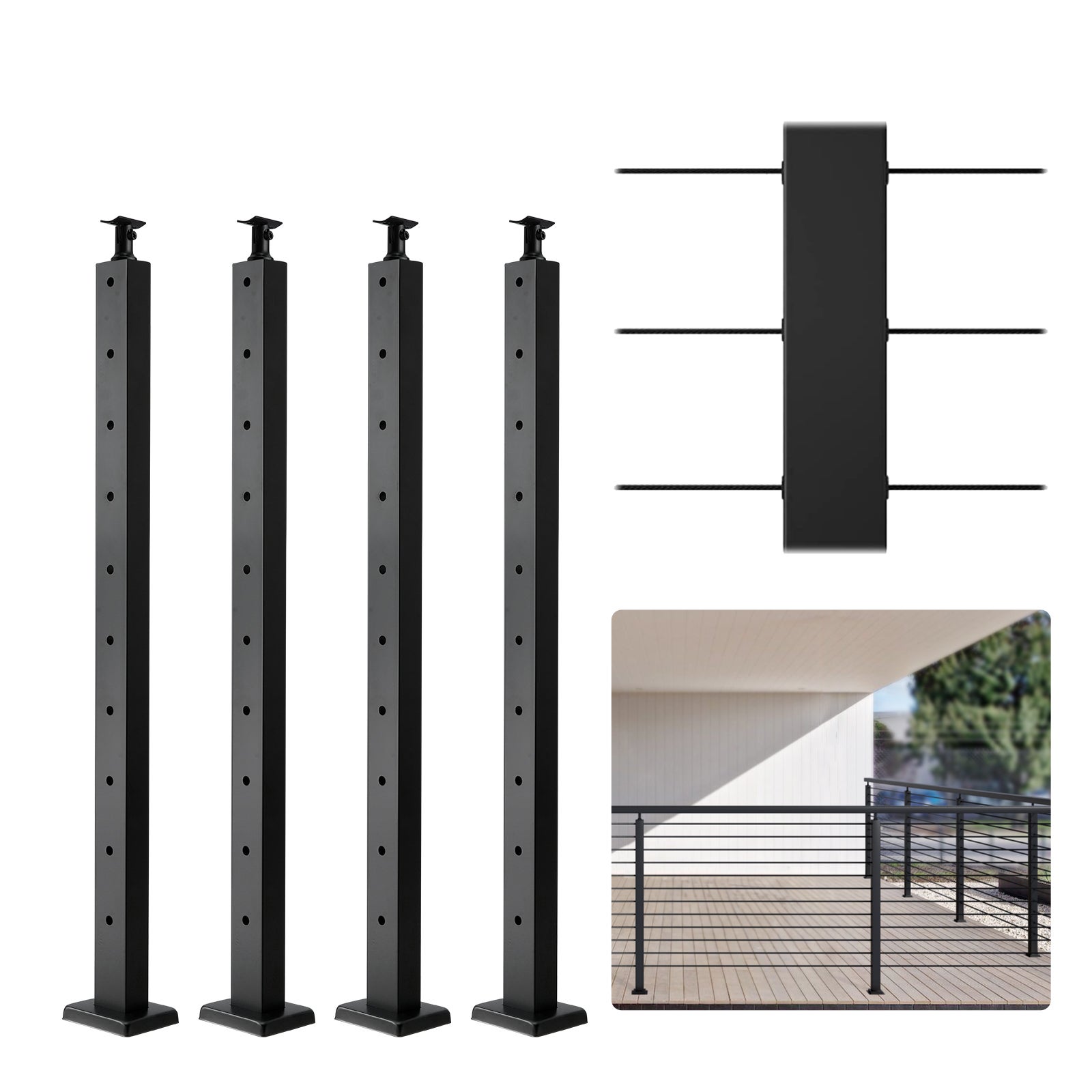 VEVOR Postes de barandilla de puente de cable 4PCS 91.4x2.5x5cm ...