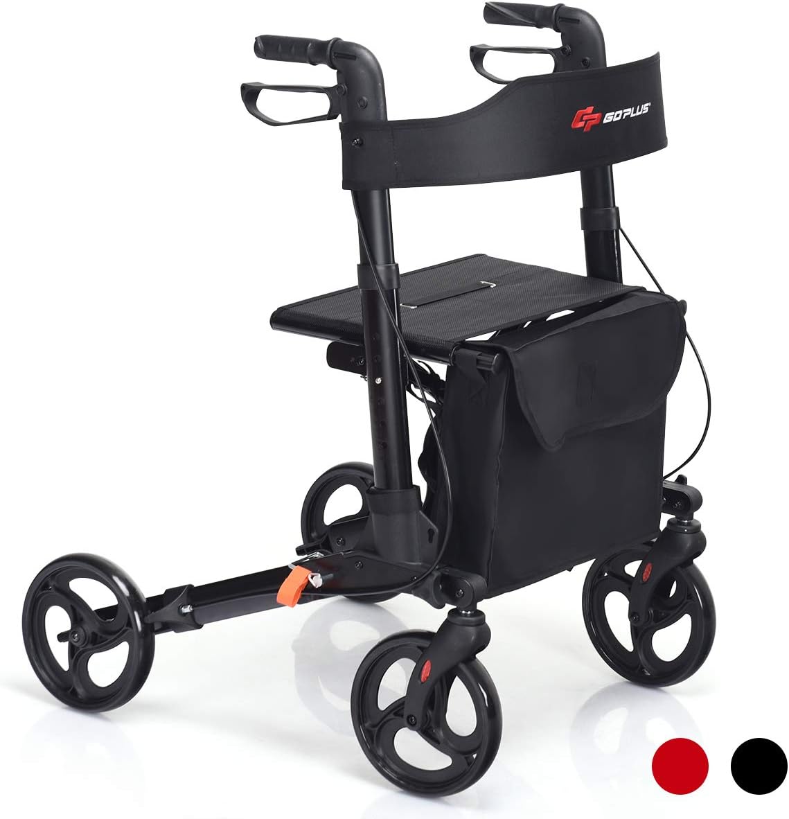 Déambulateur Pliable à 4 Roues avec Siège, Poignées Hauteur Réglables ...