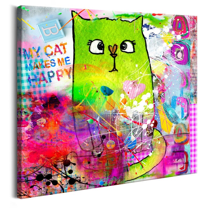 Tableau Imprimé "Crazy Cat" 40 x 40 cm | Leroy Merlin