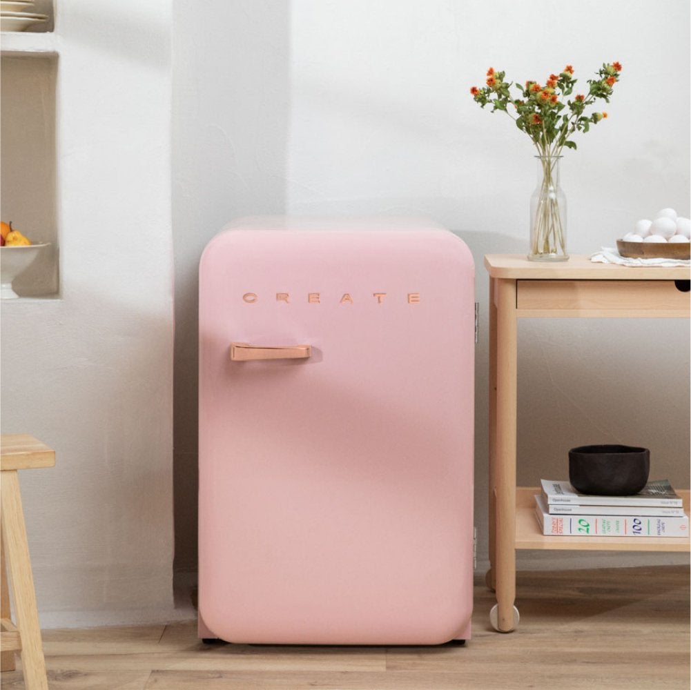 RETRO FRIDGE 107L OR ROSE - Réfrigérateur Rose Pastel | Leroy Merlin