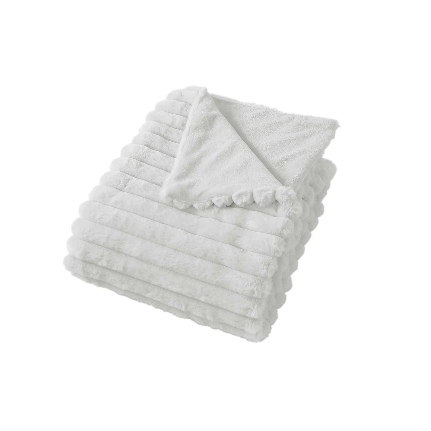 Couverture douce et côtelée Sela - 220 x 180 cm - Blanc | Leroy Merlin