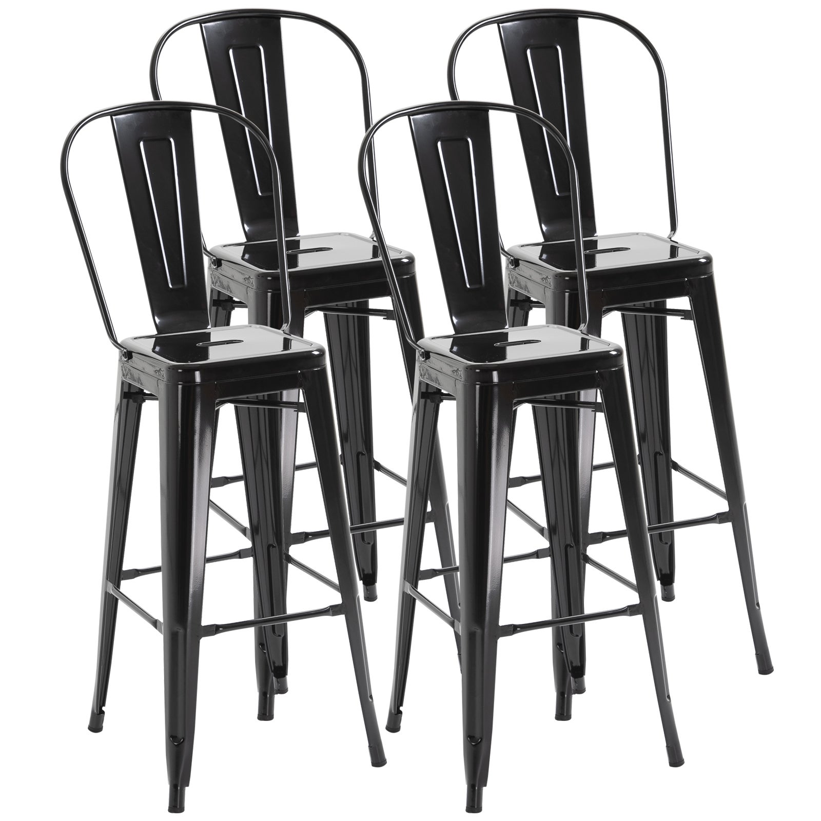 Taburetes de bar altos de cocina de metal HOMCOM 44x49x116 cm negro_835 ...