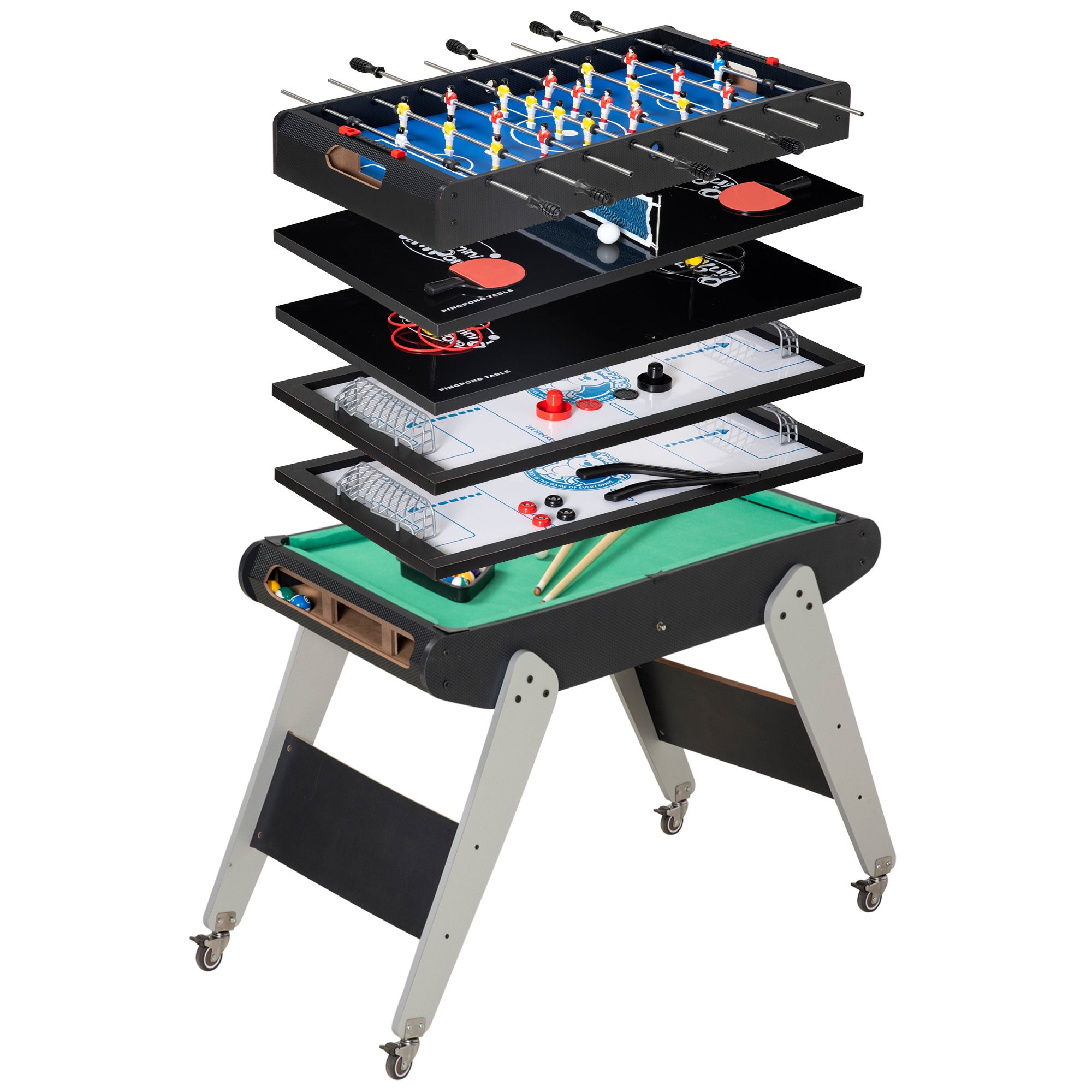 Mesa de multijuegos 6 en 1 con ruedas HOMCOM 120x88x79cm negro | Leroy ...