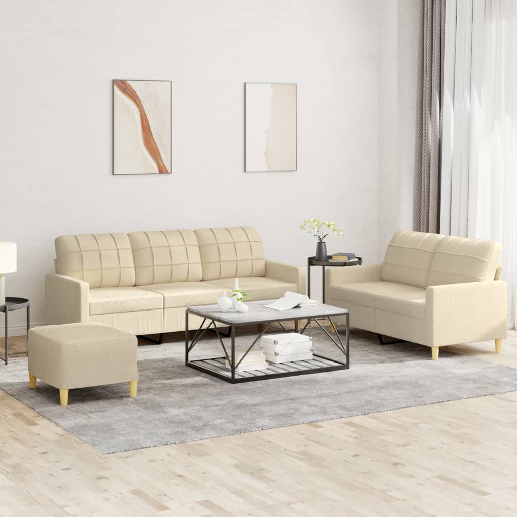 Ensemble de canapés 3 pcs avec coussins crème tissu | Leroy Merlin