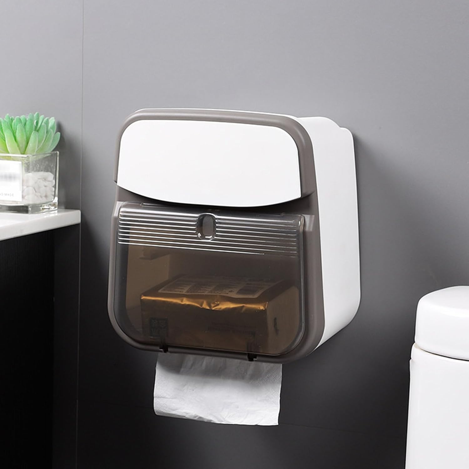 Porte-rouleau de papier toilette autocollant avec tiroir et étagère ...