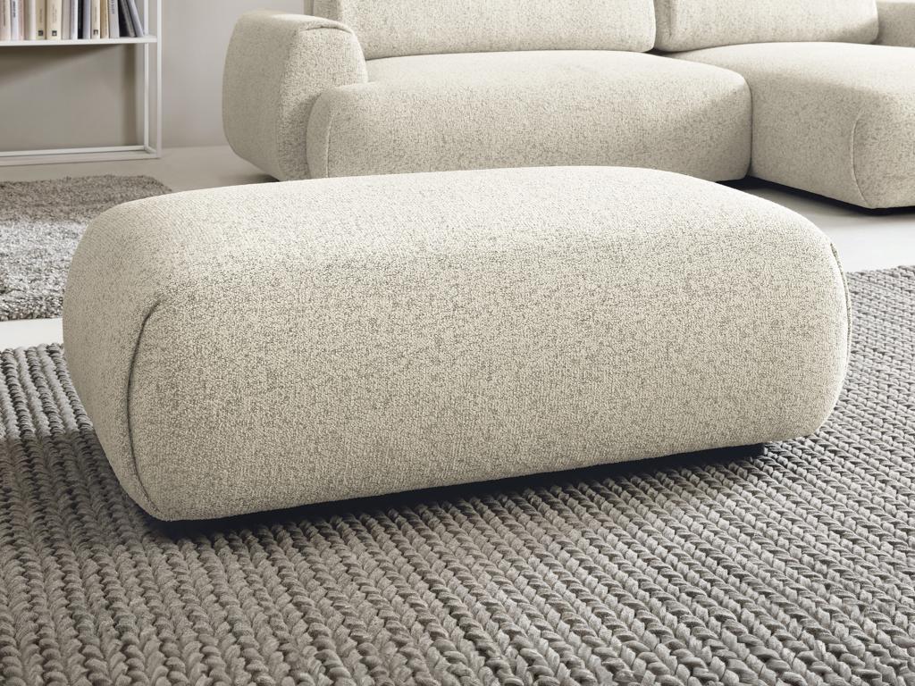 Pouf en tissu texturé beige MONELIA | Leroy Merlin