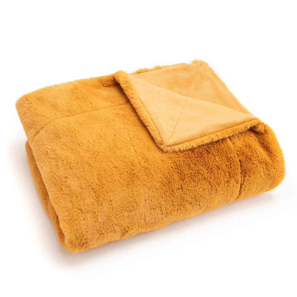 Plaid Luxe 130 x 170 cm Curry - Amadeus | Leroy Merlin